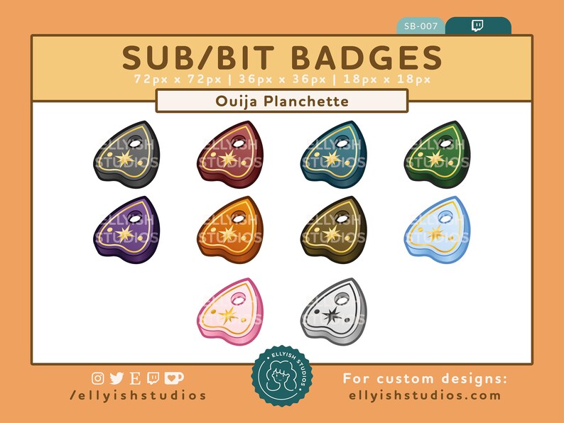 10 Ouija Planchette Twitch Sub Bit Badges Cheer Bit - Etsy