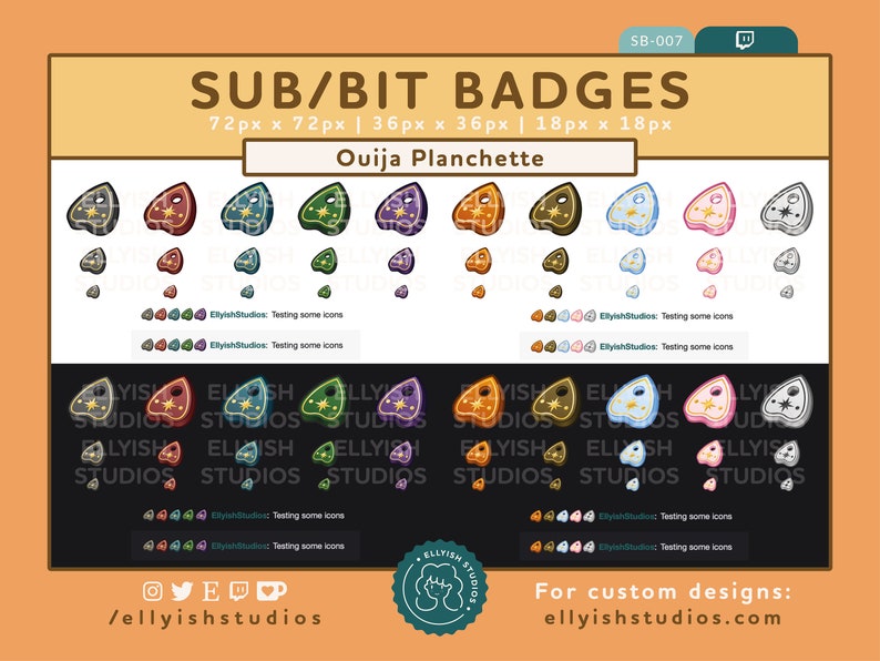 10 Ouija Planchette Twitch Sub Bit Badges Cheer Bit - Etsy