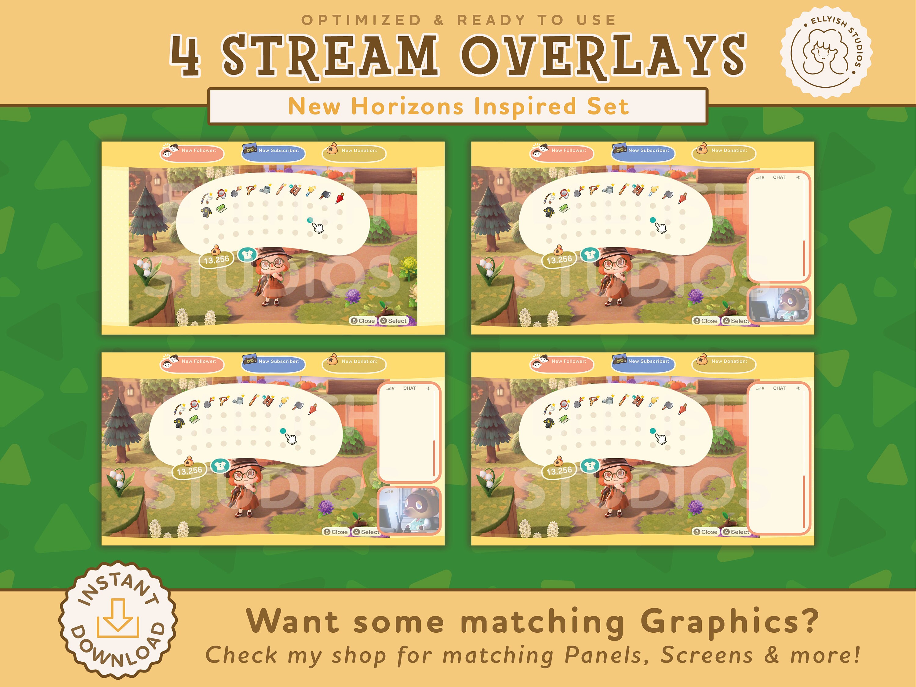 4 Stream Twitch Full Screen Overlay | Animal Crossing Inspired ...