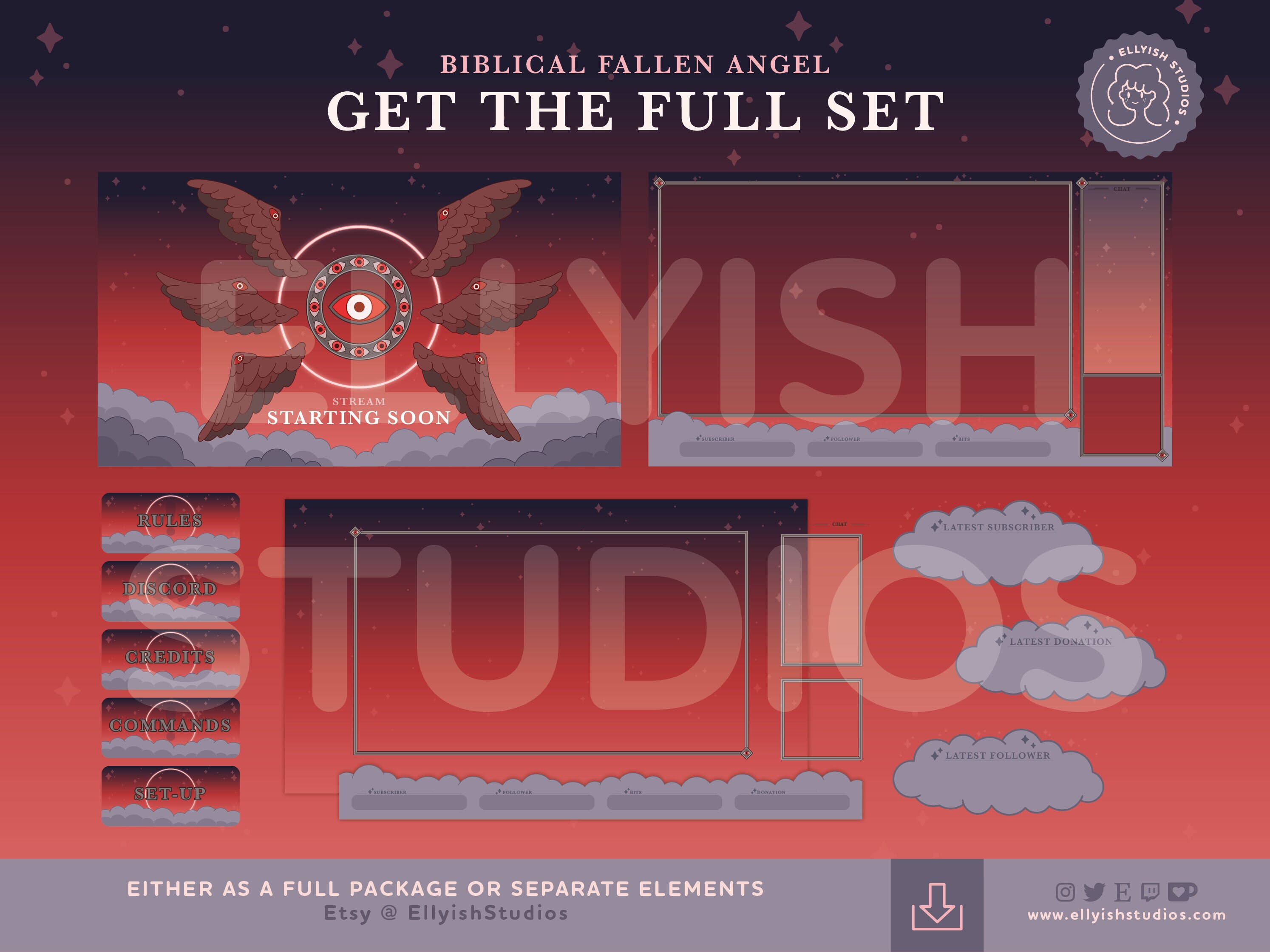 31 Custom Stream Overlay Biblical Fallen Angel Demon Spooky Autumn Web ...