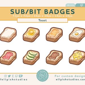 8 Toast Twitch Sub Badges | Food Bread | Cute Breakfast Egg Chocolate ...