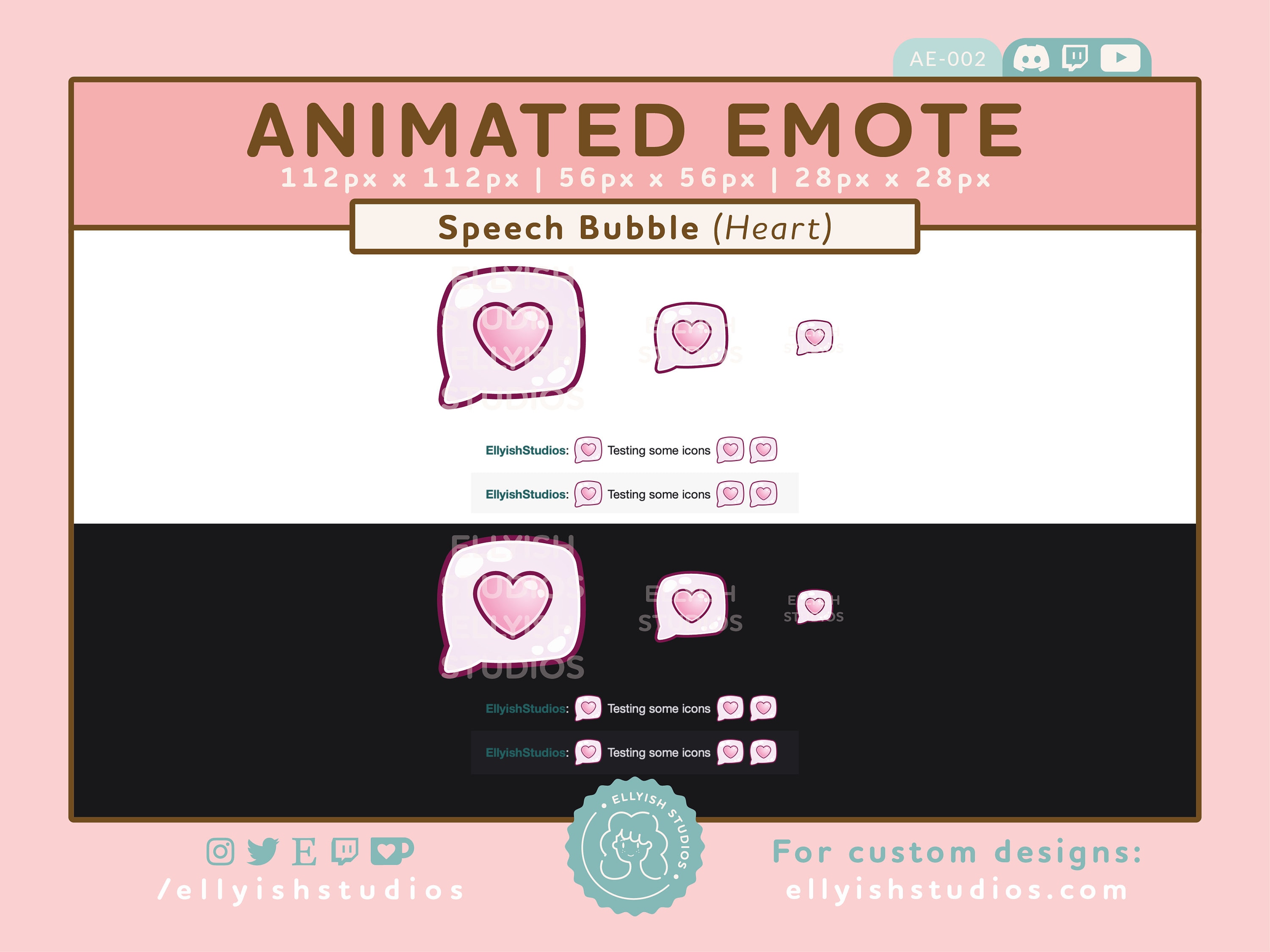 ANIMATED Heart Speech Bubble Emote Comic Book Pink Heart Twitch ...