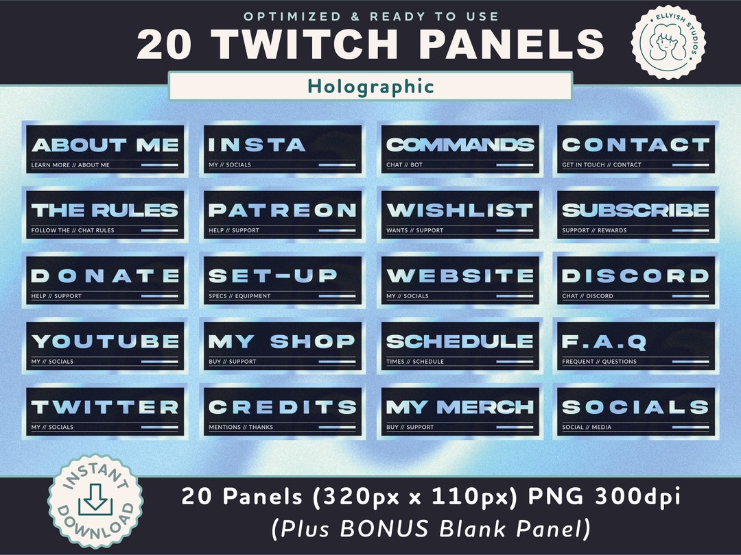 20 Twitch Stream Panels | Holographic | KDA Inspired | Streamer ...