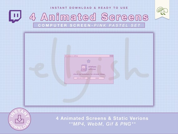 4 ANIMATED Pixel Computer Stream Screens Pastel Pink & Blue | Etsy