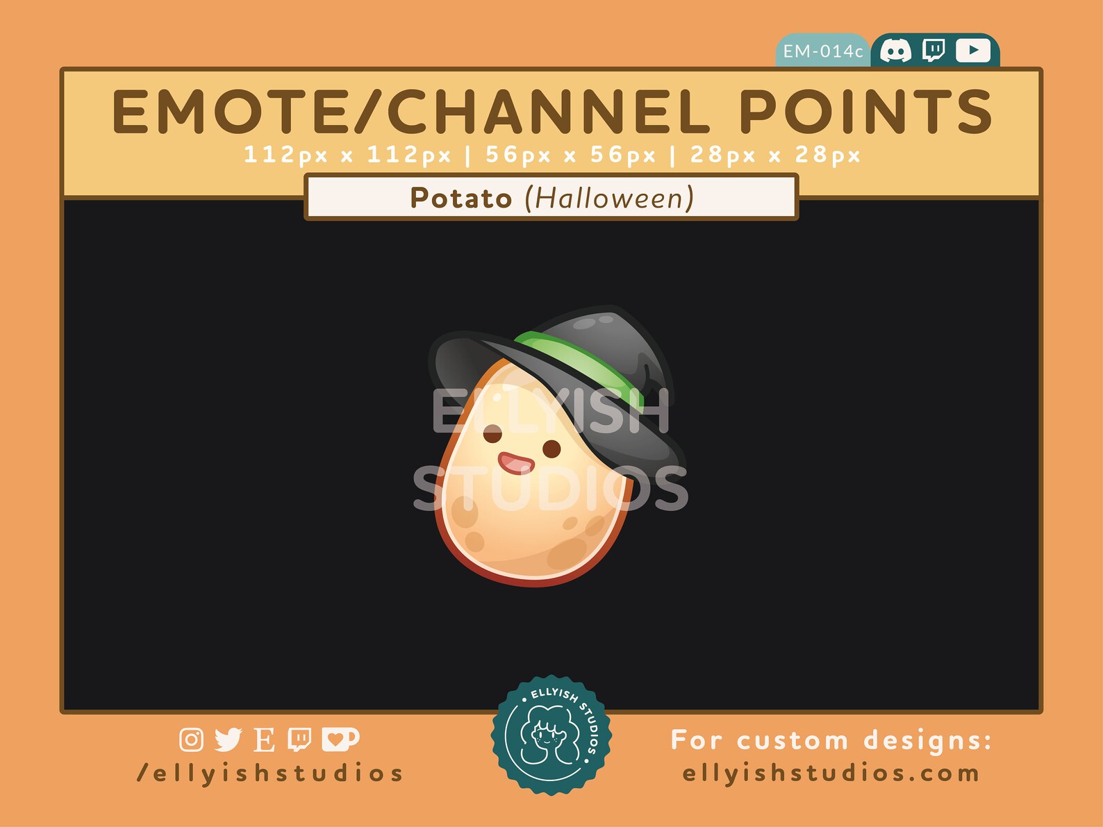 Cute Halloween Potato Emote | Spud Boiled Tato | Channel Points | Witch ...
