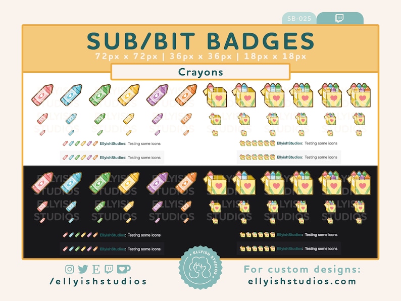 12 Cute Wax Crayon Box Twitch Sub Badges | Creative Art Kidcore ...