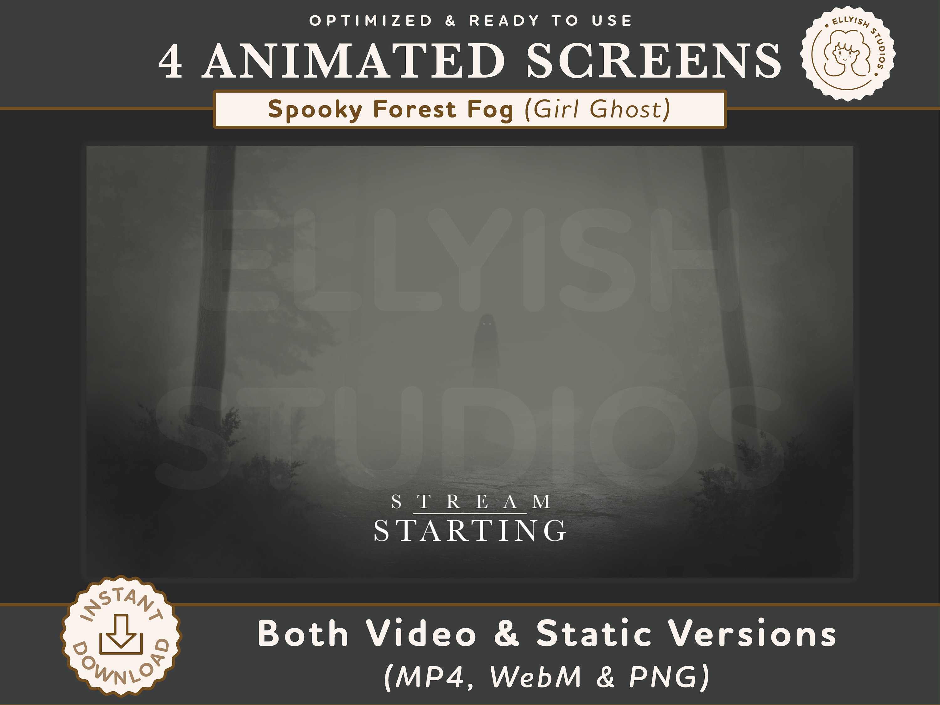 4 ANIMATED Spooky Stream Screens Horror Scary Halloween Girl Ghost ...