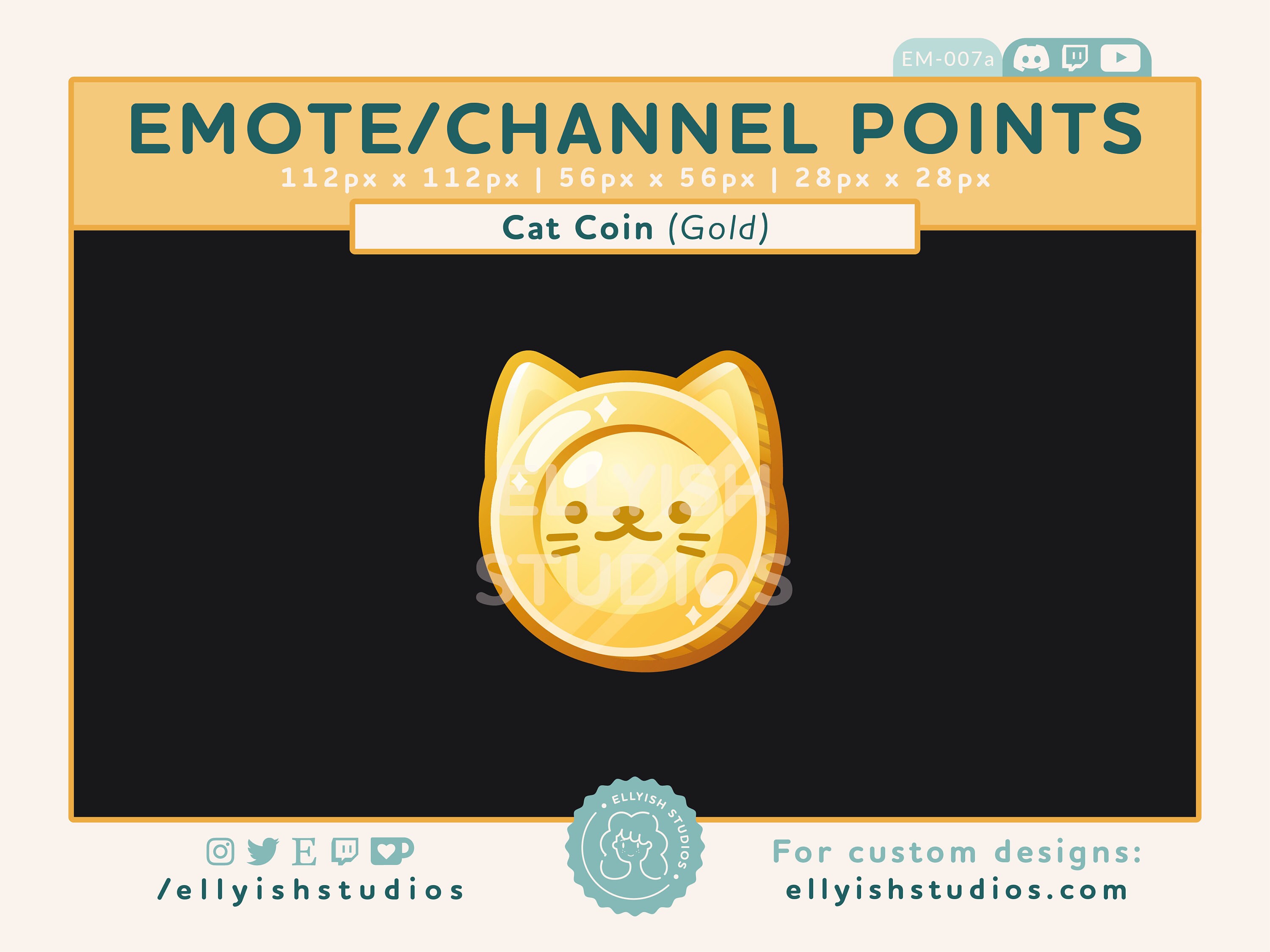 Animal Coin - Cat | Gold Currency | Channel Points | Emote | Bit ...