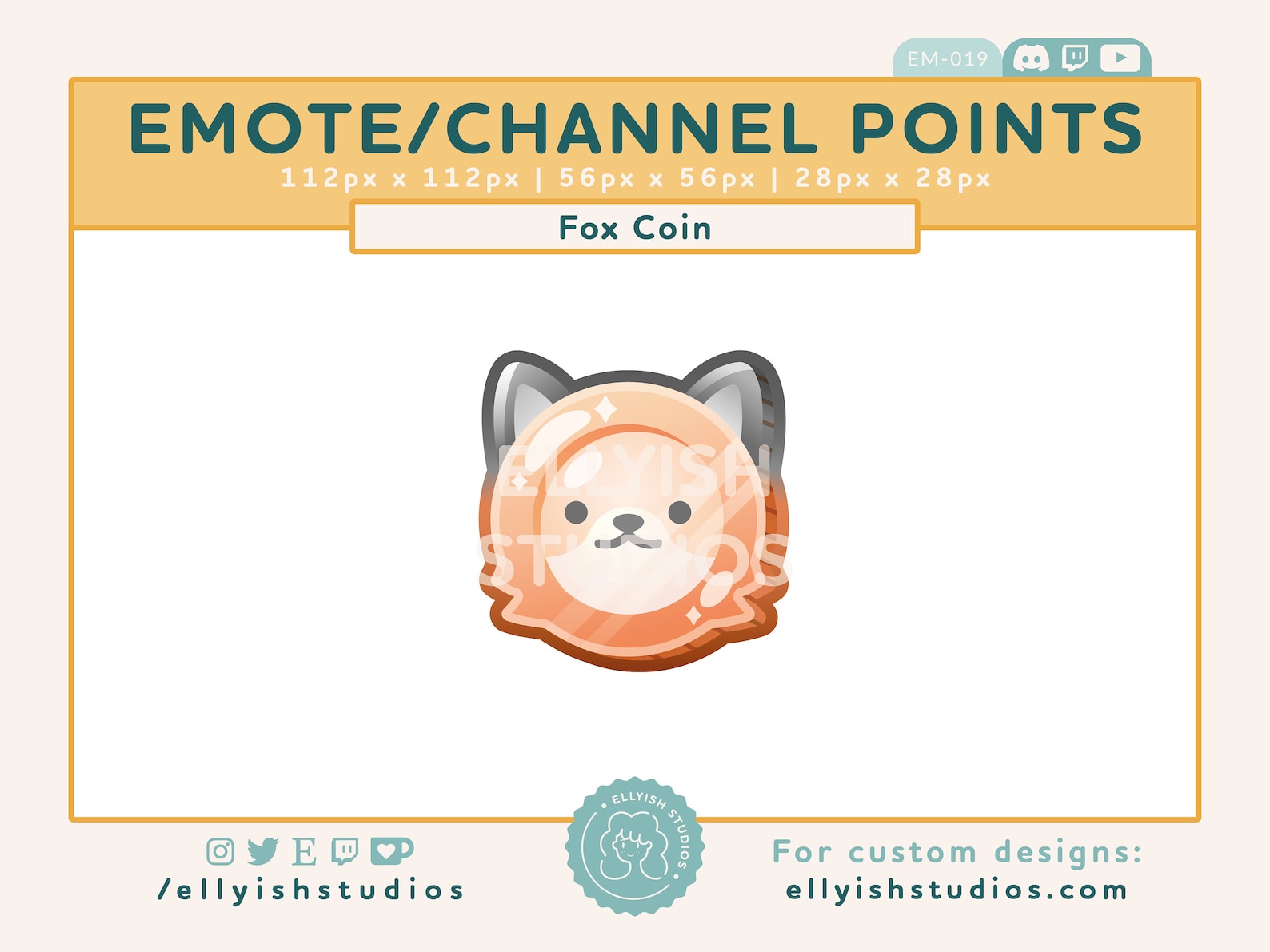 Animal Coin Fox Currency Channel Points Foxy Emote Bit Collection ...