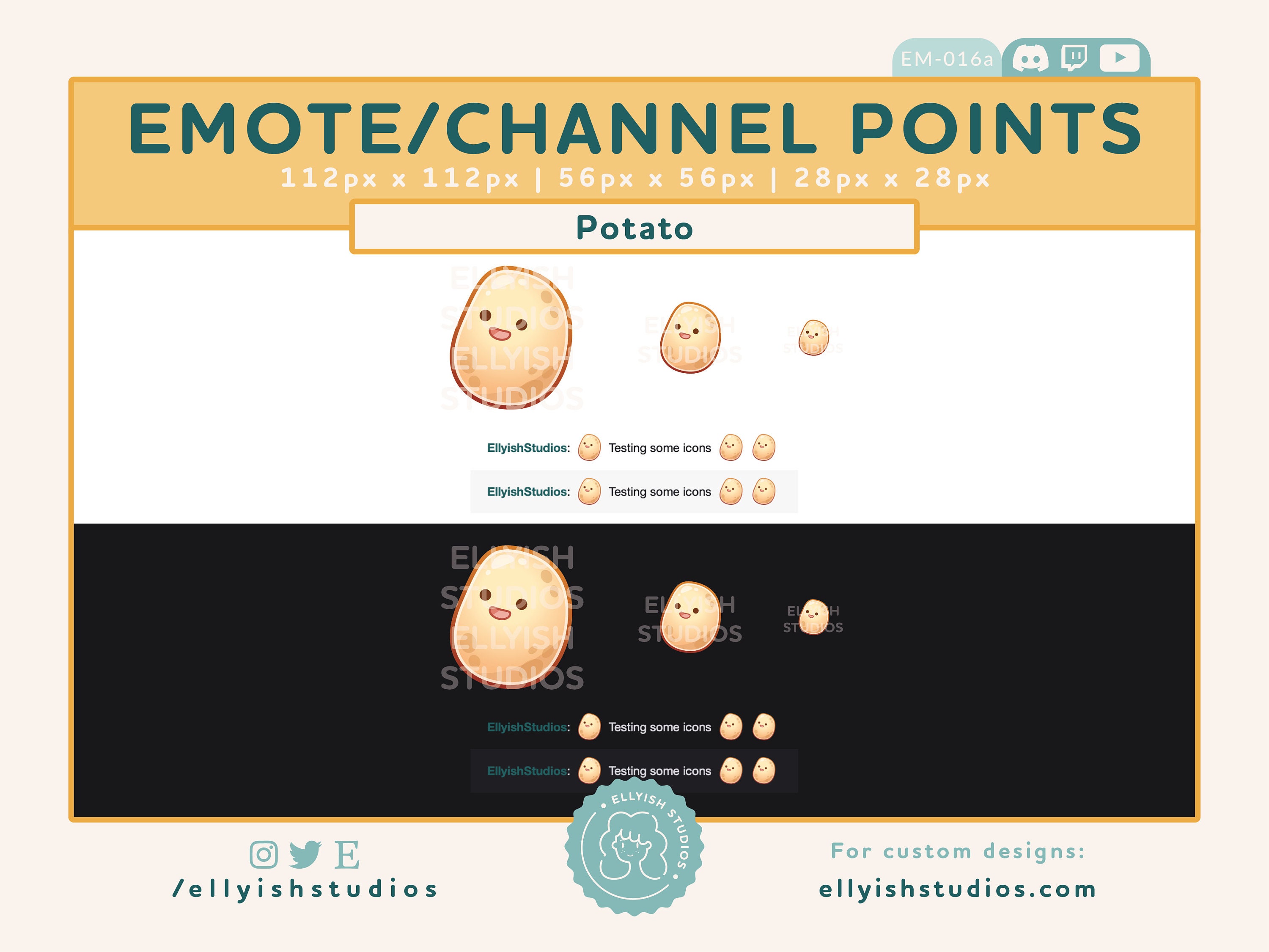 Cute Happy Potato Emote Spud Boiled Tato Channel Points | Etsy