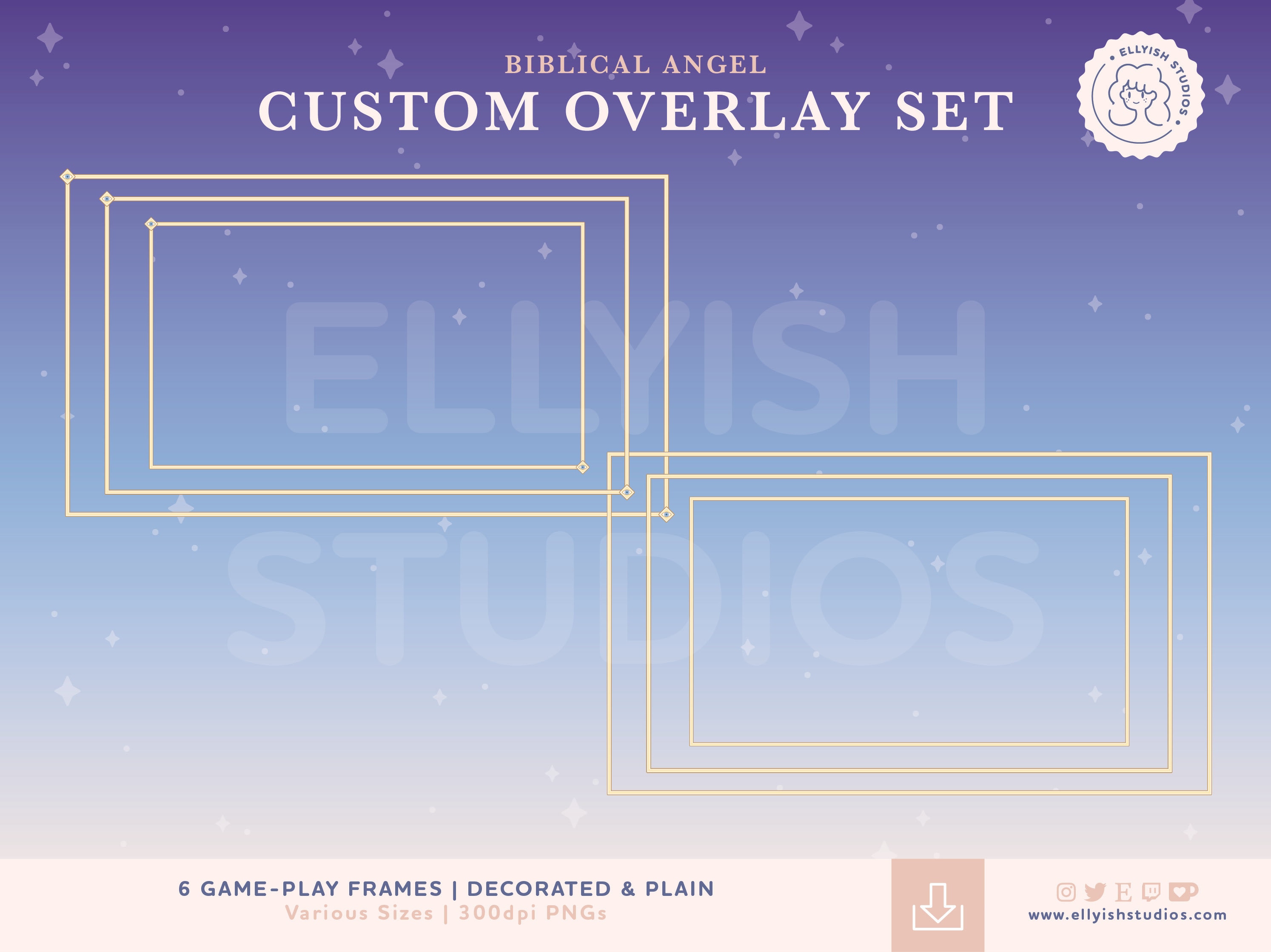 31 Custom Stream Overlay | Biblical Angel Angelic | Heaven Sky Clouds ...