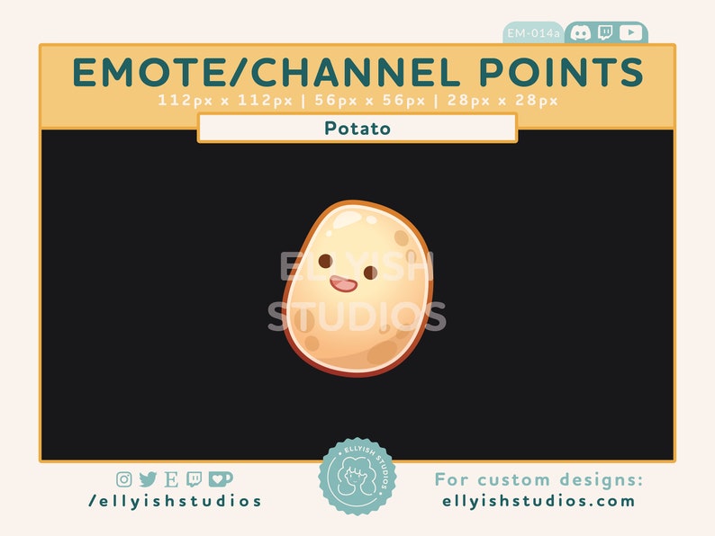 Cute Happy Potato Emote | Spud Boiled Tato | Channel Points | Kawaii ...