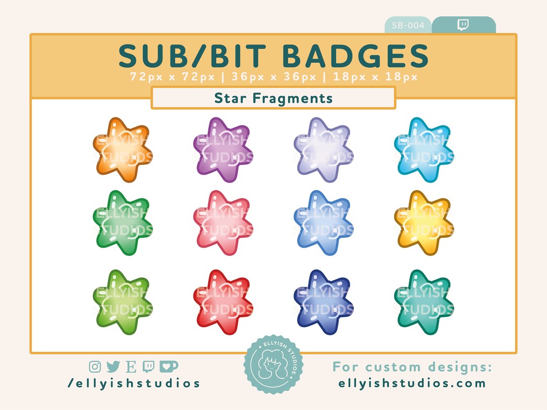 12 Fragment Star Twitch Sub Badges | Zodiac Shooting Stars Space ...