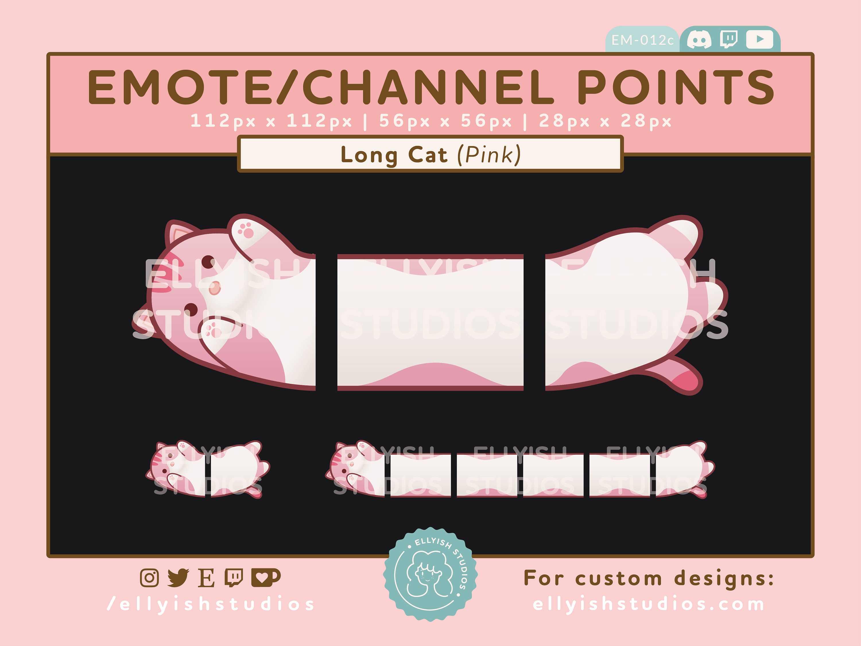 Extra Long Cat Pink Emote | Channel Points | Japanese Plushie Toy ...