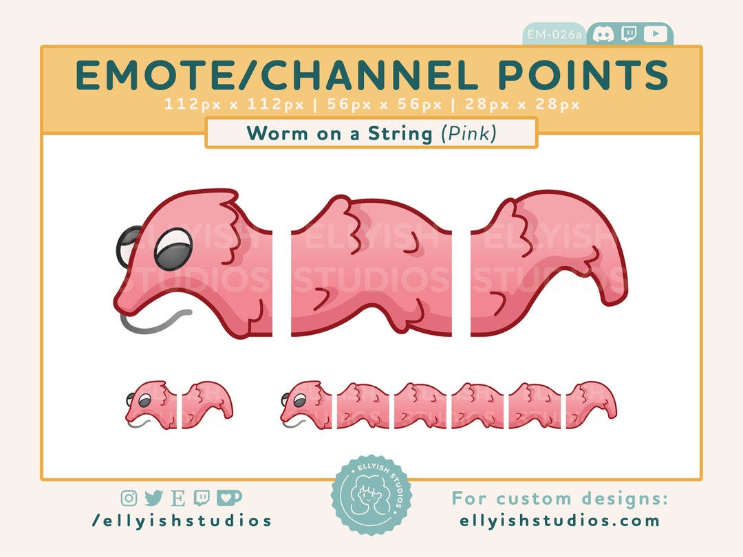 Worm on a String Emote | Channel Points | Long Wormy Toy | Pink ...