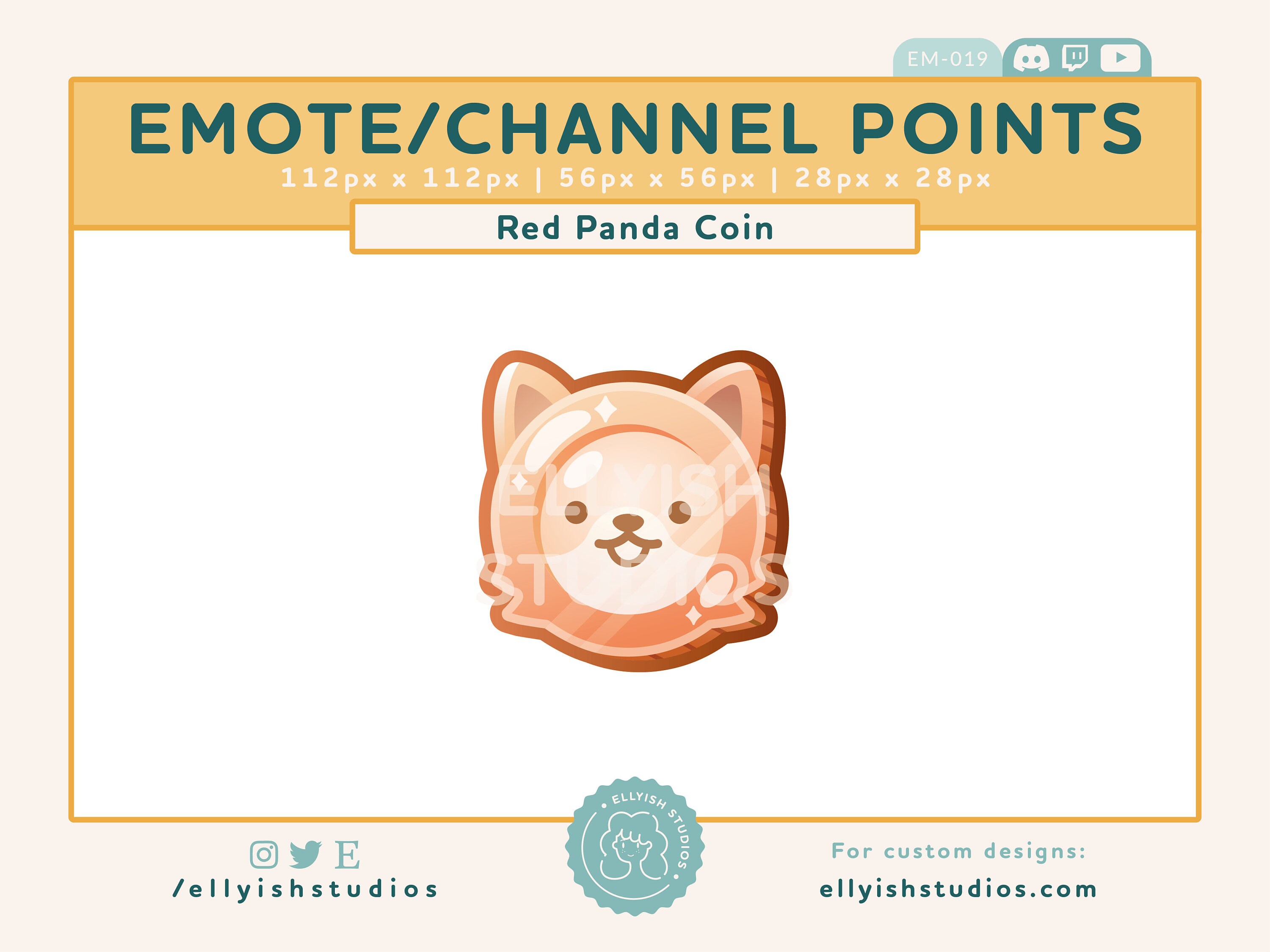 Animal Coin Red Panda Currency Channel Points Emote | Etsy