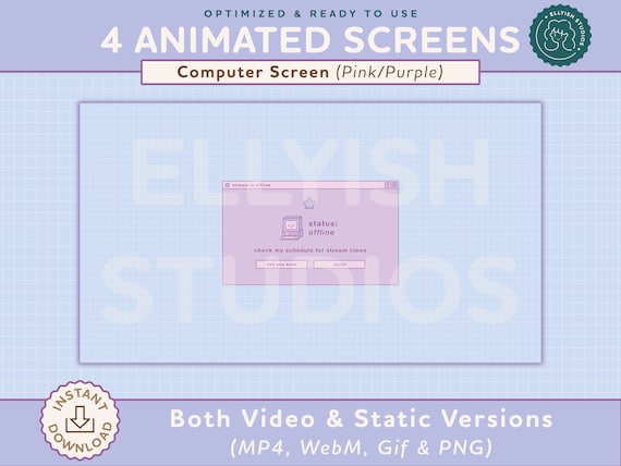 4 ANIMATED Pixel Computer Stream Screens Pastel Pink & - Etsy UK