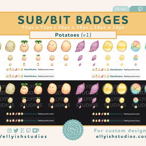 Cute Potato Twitch Sub Badges V1 | Set of 6 With 2 Versions Faces ...