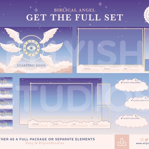 31 Custom Stream Overlay | Biblical Angel Angelic | Heaven Sky Clouds ...
