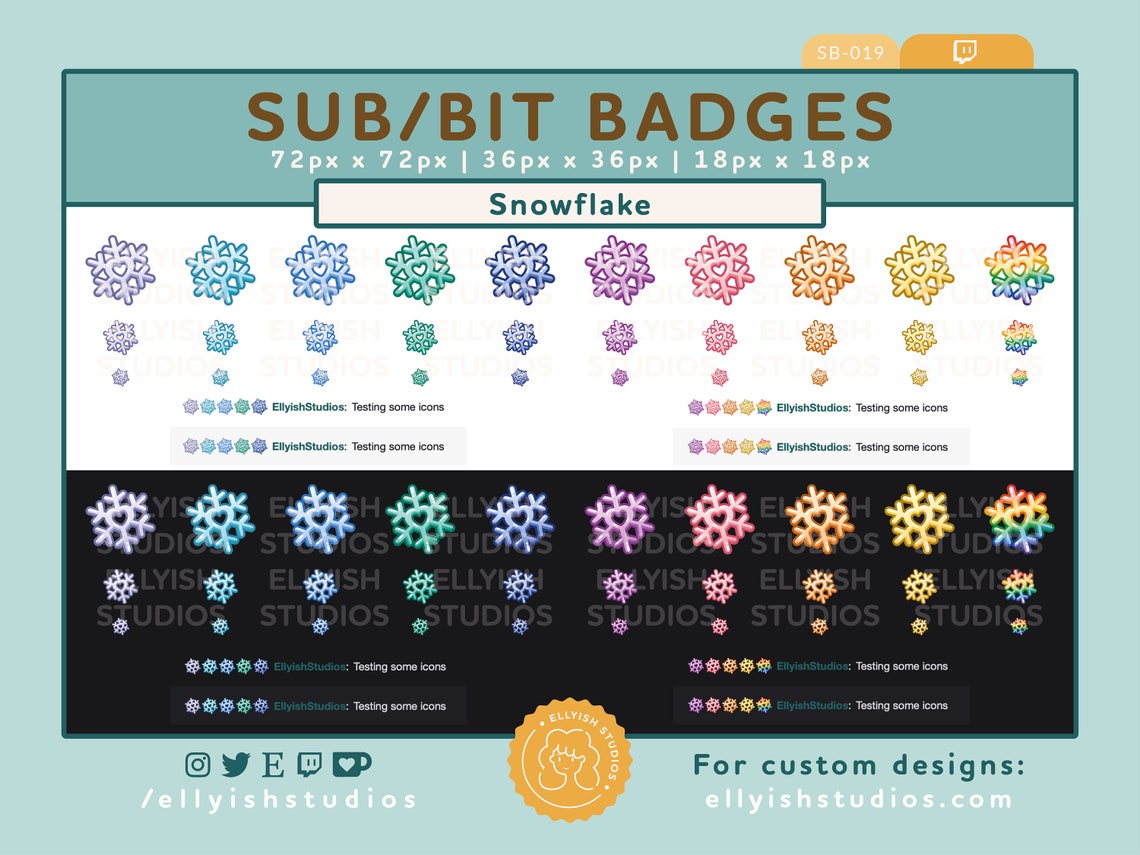 10 Snowflakes Twitch Sub Bit Badges | Cheer Bit | Subscribe Loyalty ...