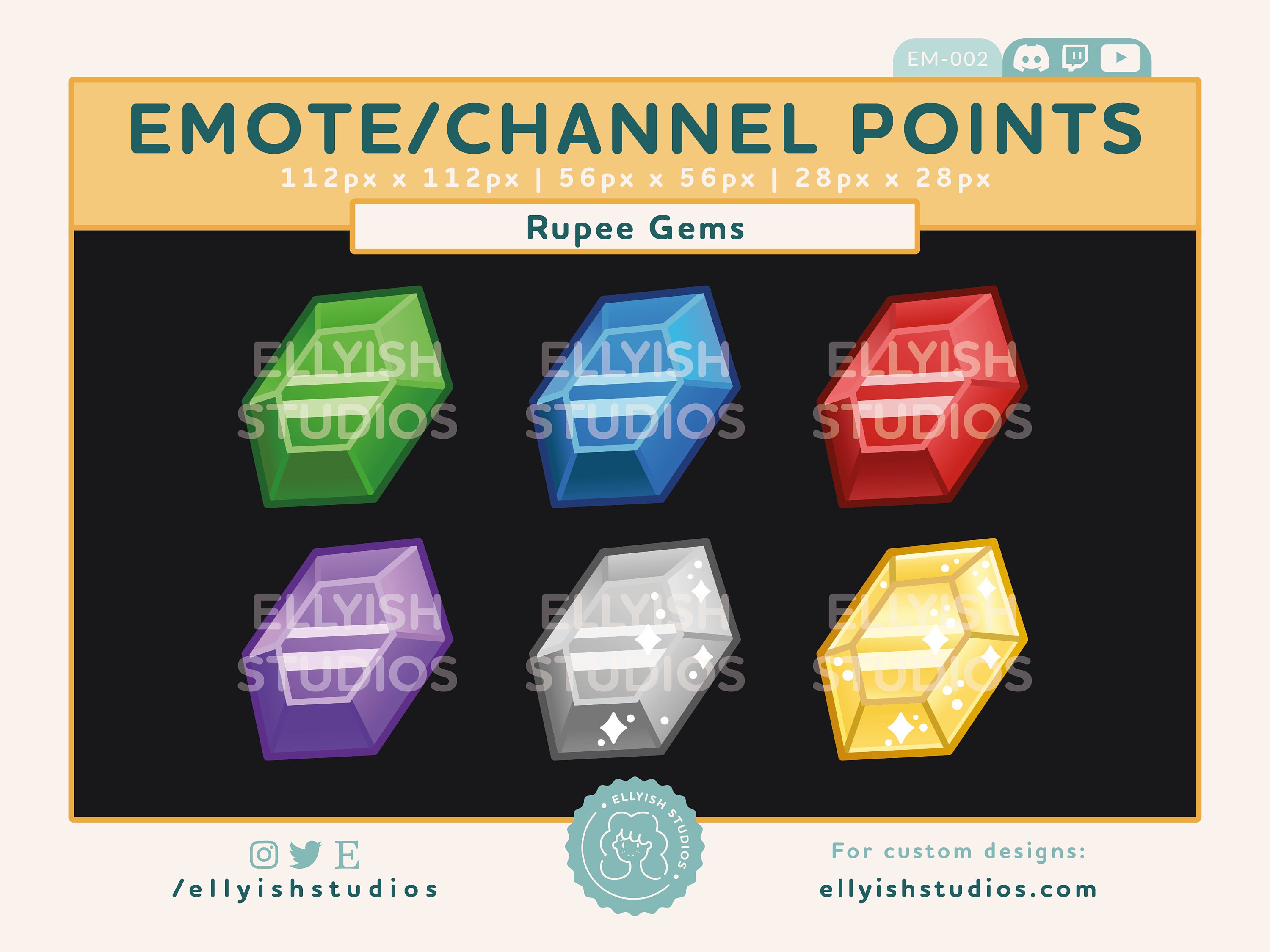 Rupee Gem Channel Points Emotes Jewels Diamonds Gems | Etsy