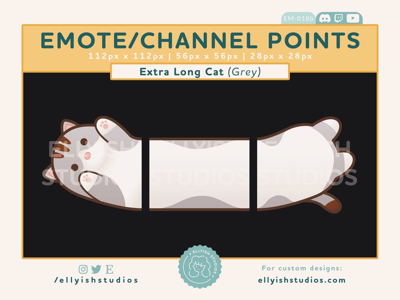 Extra Long Cat Grey Emote Channel Points Japanese Plushie - Etsy