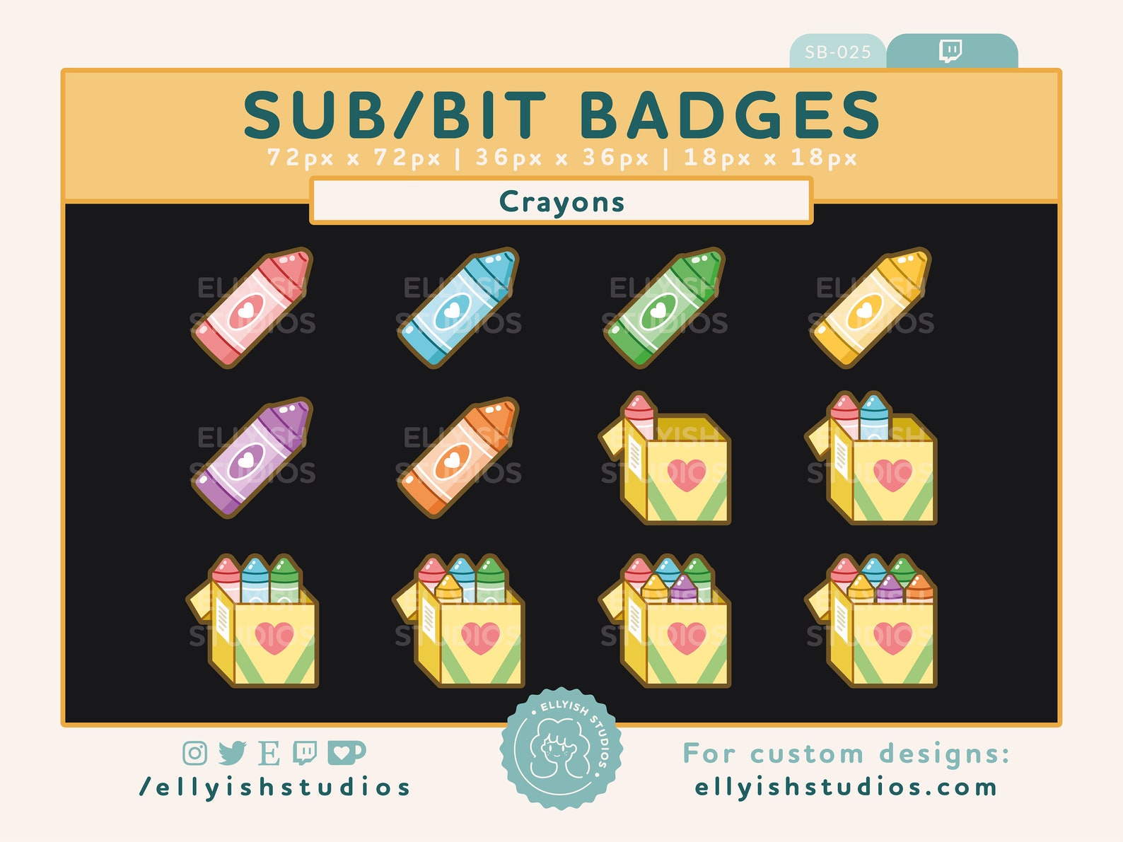 12 Cute Wax Crayon Box Twitch Sub Badges | Creative Art Kidcore ...