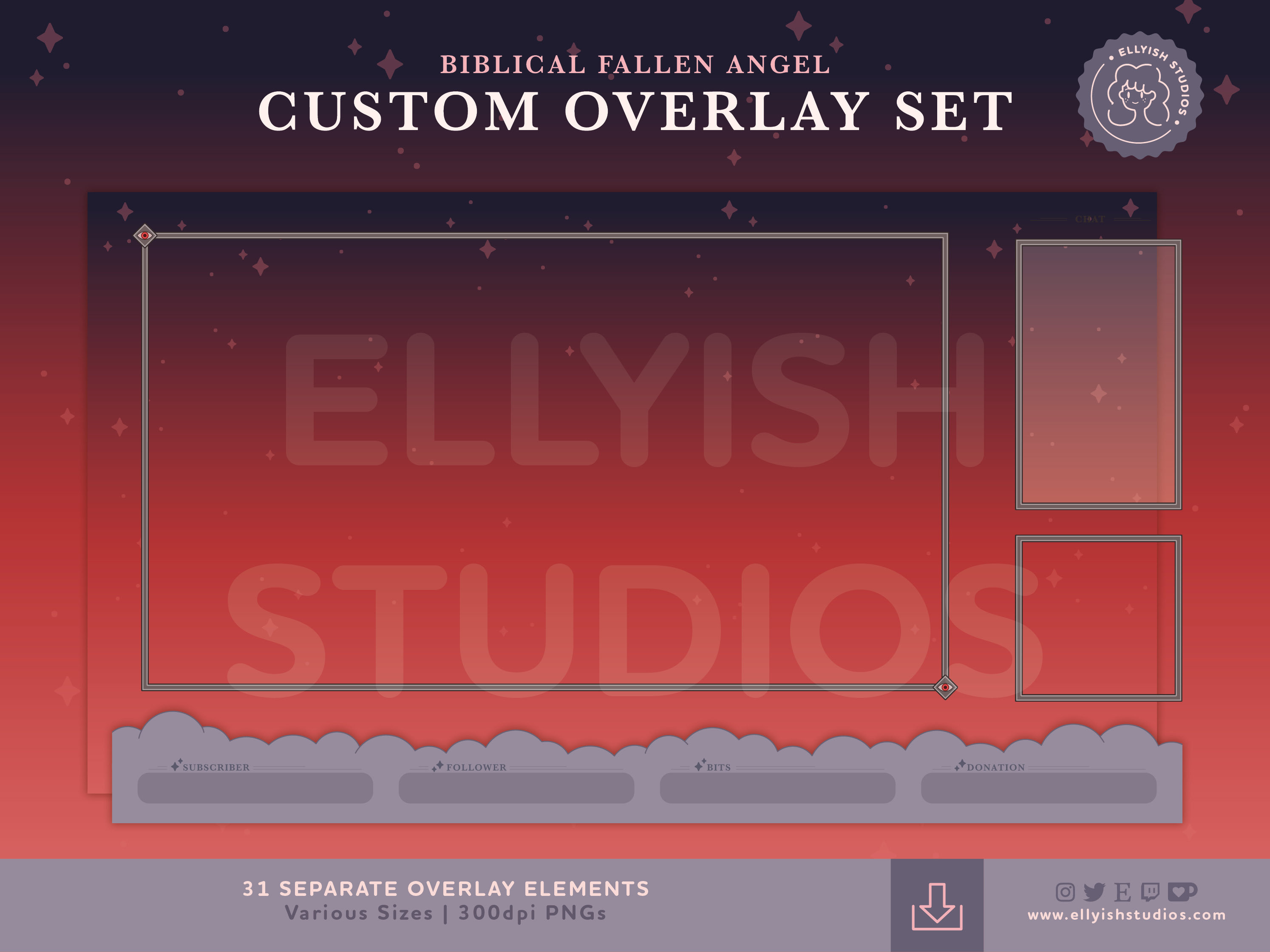 31 Custom Stream Overlay | Biblical Fallen Angel Demon | Spooky Autumn ...