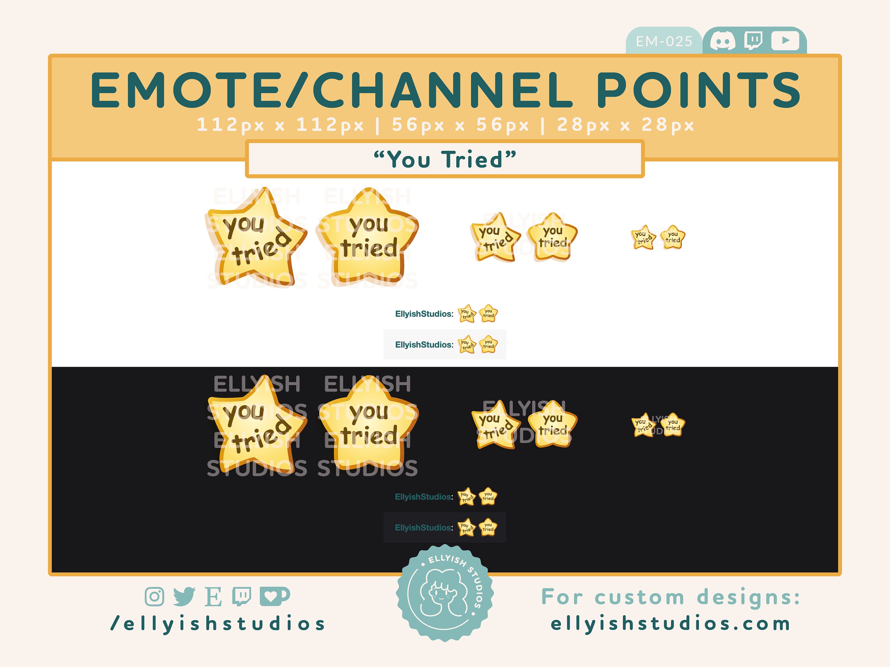 You Tried Emote | Meme Star Sticker RIP Epic Fail Gold Shiny | Channel ...