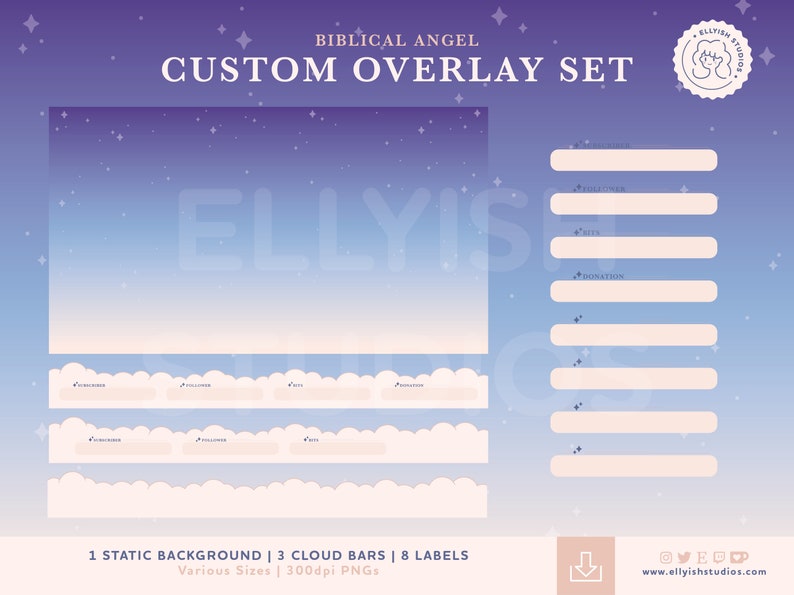 31 Custom Stream Overlay Biblical Angel Angelic Heaven Sky Clouds Stars ...