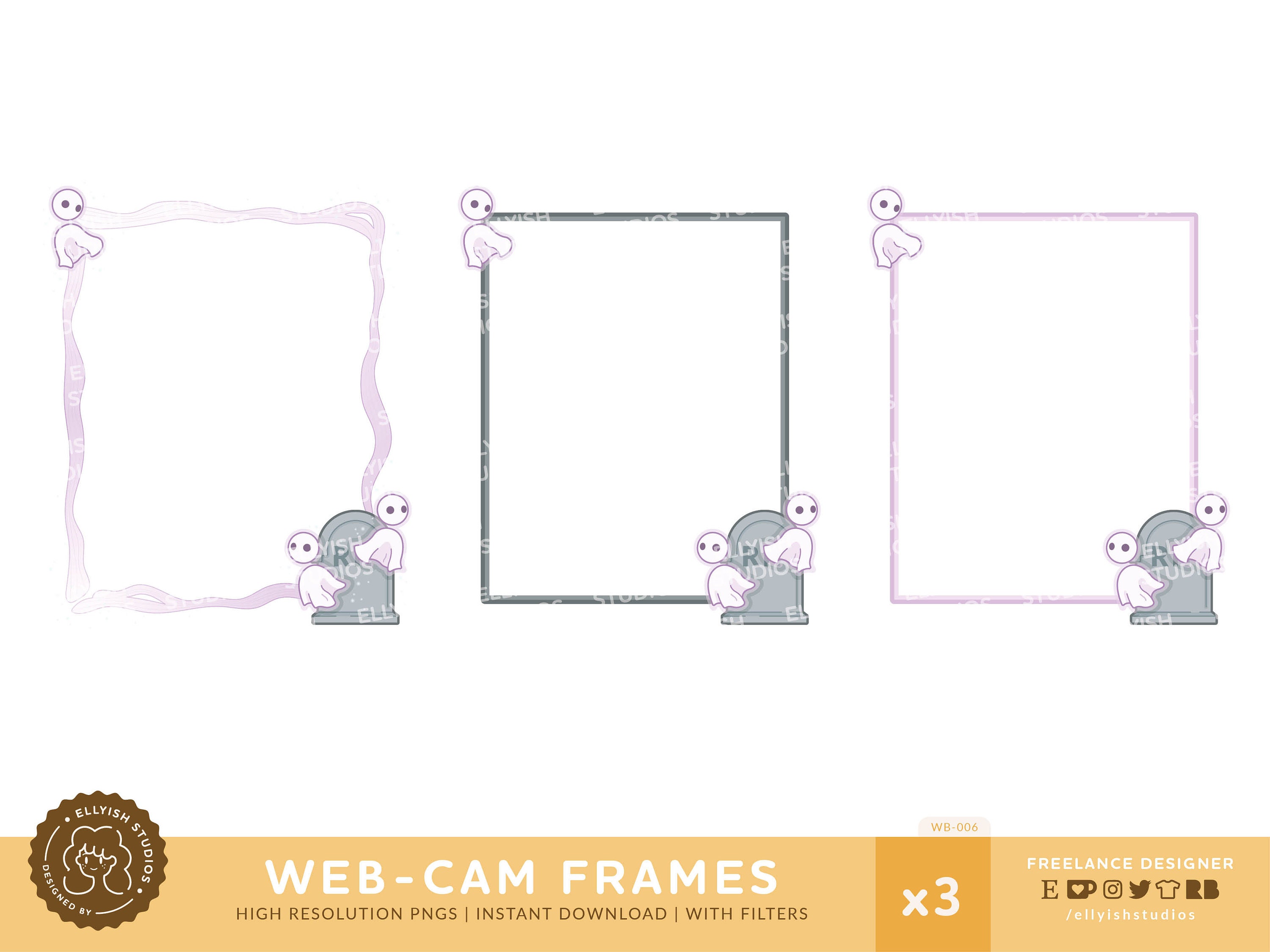 3 Cute Twitch Ghost Tombstone Web Cam Overlay | Border Frame ...