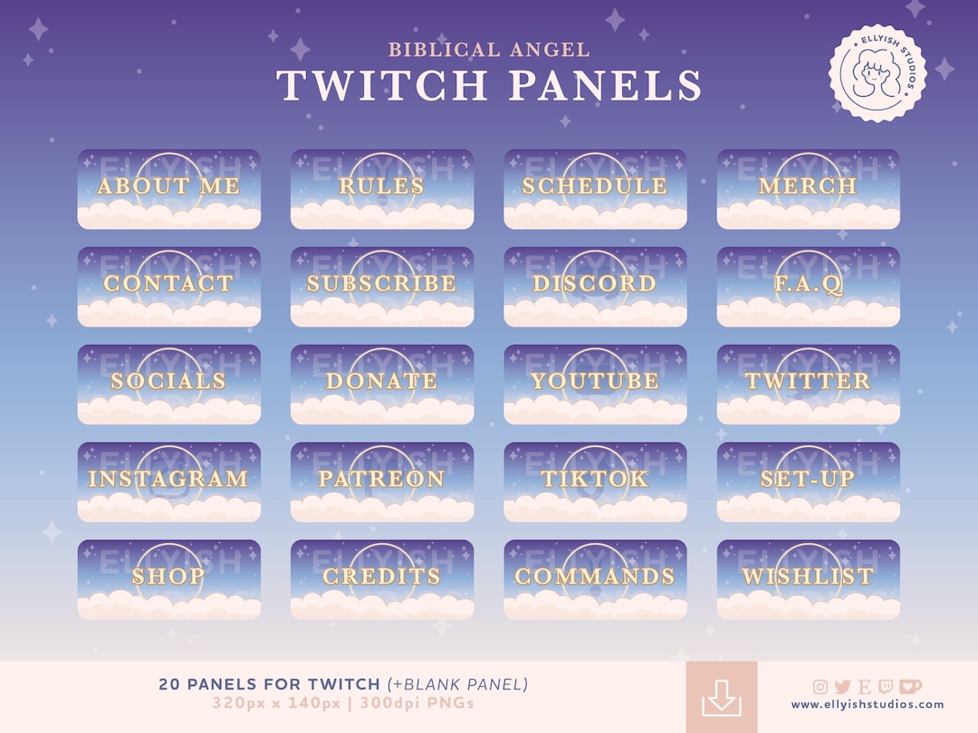 20 Twitch Stream Panels 31 Custom Stream Overlay Biblical Angel Angelic ...