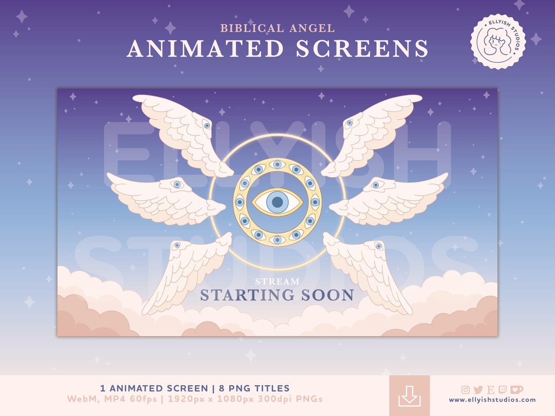 4 ANIMATED Biblical Angel Angelic Stream Screens | Heaven Sky Clouds ...