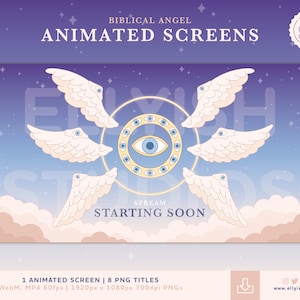 4 ANIMATED Biblical Angel Angelic Stream Screens | Heaven Sky Clouds ...