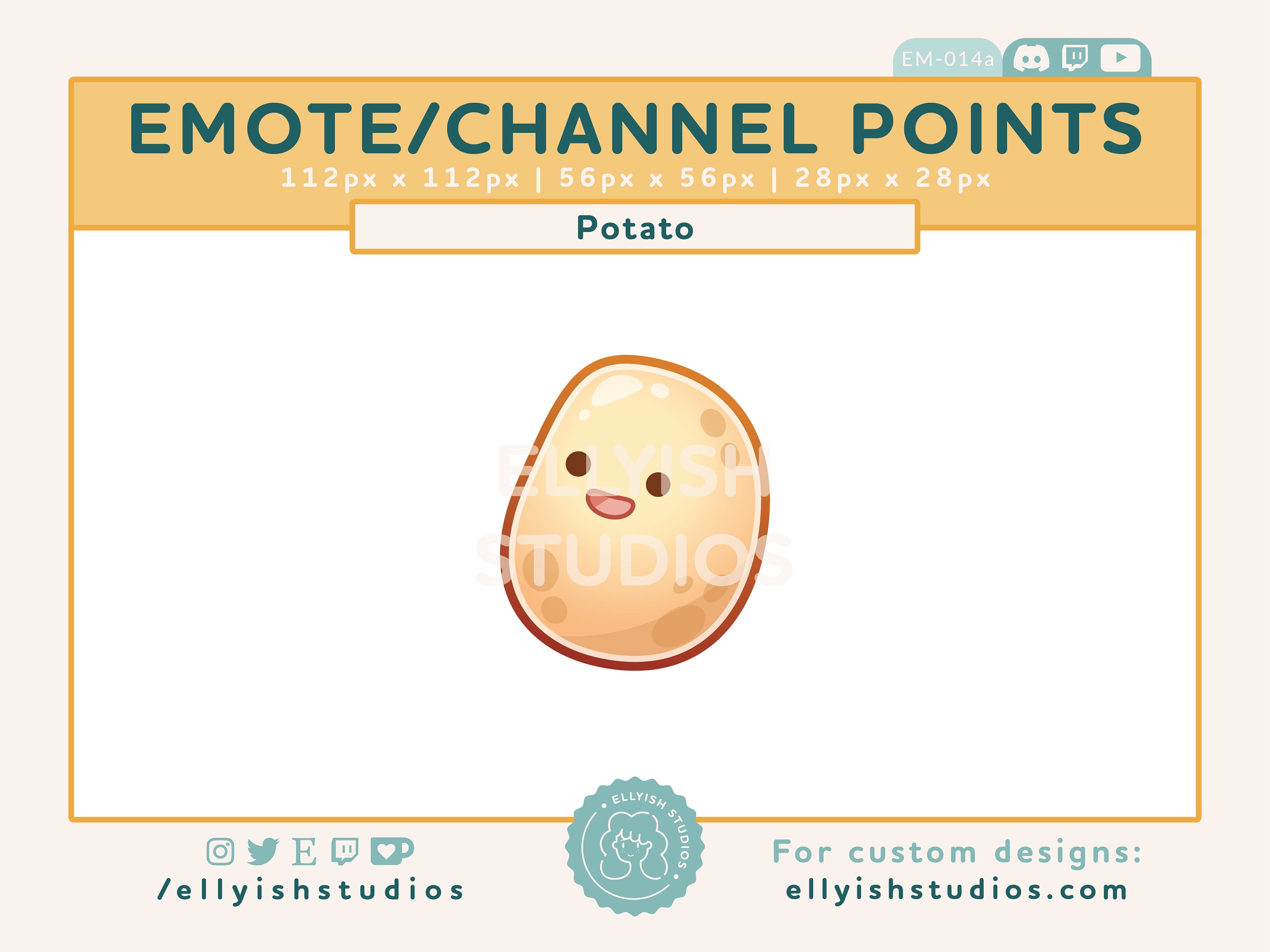 Cute Happy Potato Emote | Spud Boiled Tato | Channel Points | Kawaii ...