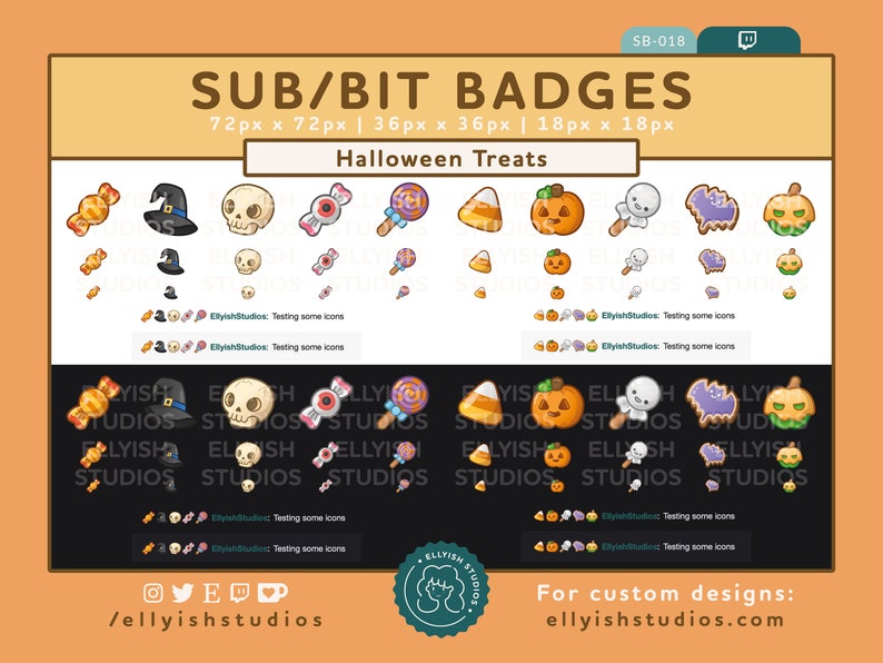 10 Halloween Candy Twitch Sub Bit Badges Cheer Bit Subscribe Loyalty ...