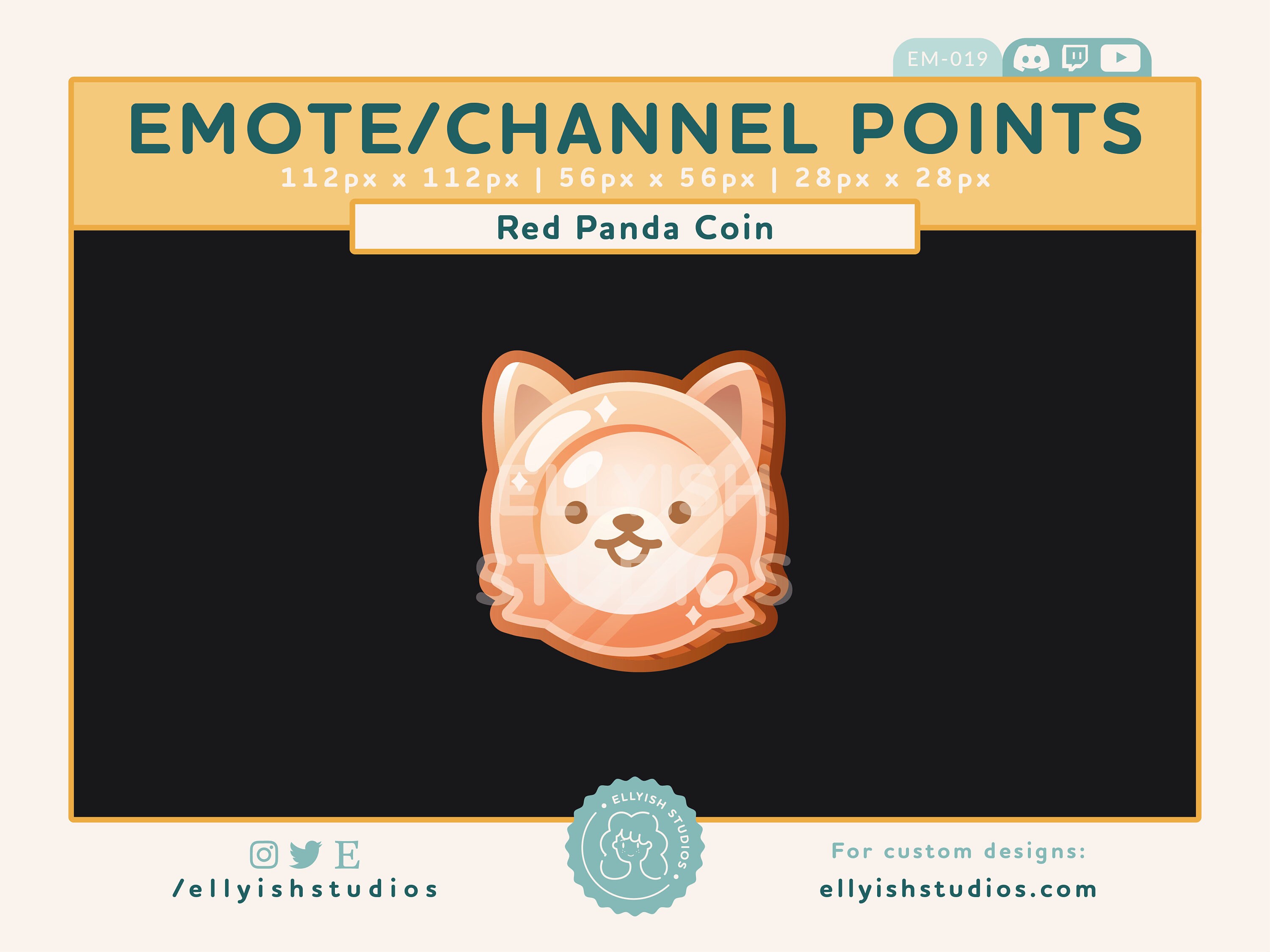 Animal Coin Red Panda Currency Channel Points Emote | Etsy