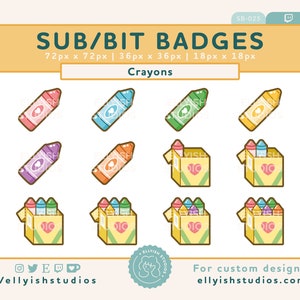 12 Cute Wax Crayon Box Twitch Sub Badges | Creative Art Kidcore ...