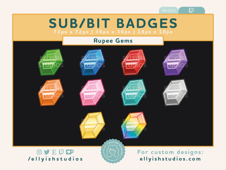 10 Rupee Gem Stones Twitch Sub Badges | Diamond | Cheer Bit | Legend of ...