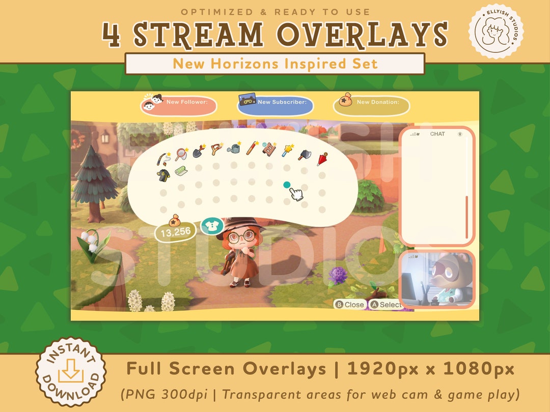 4 Stream Twitch Full Screen Overlay | Animal Crossing Inspired ...