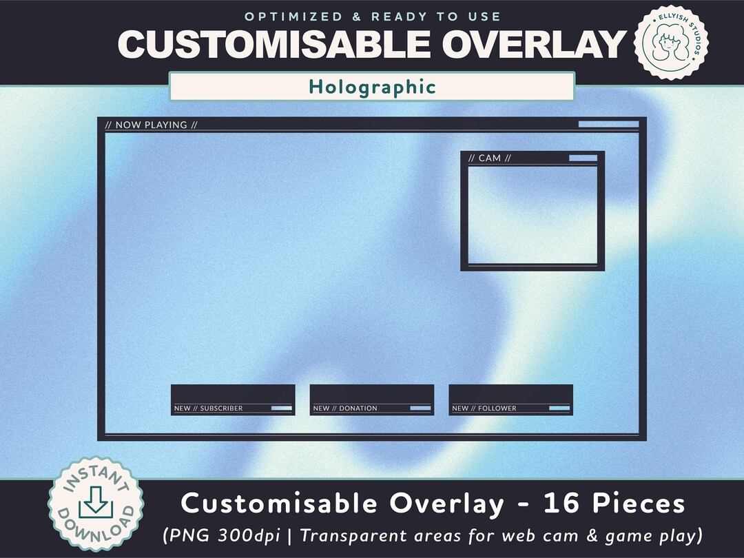 Twitch Stream Holographic Customizable Screen Overlay Set | KDA ...