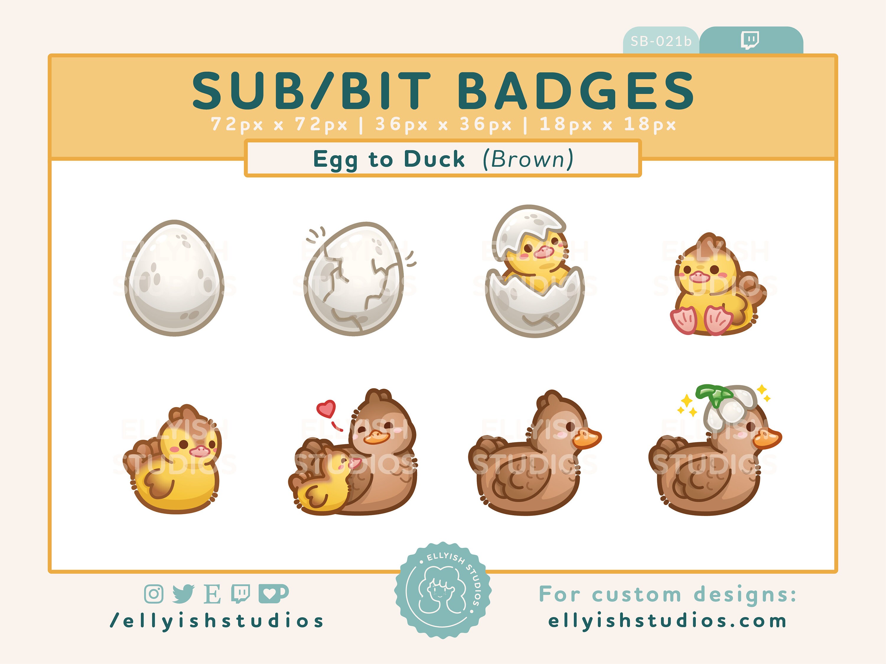 8 Egg Brown Duck Twitch Sub Badges | Ducky Flower Hat | Cute Baby ...