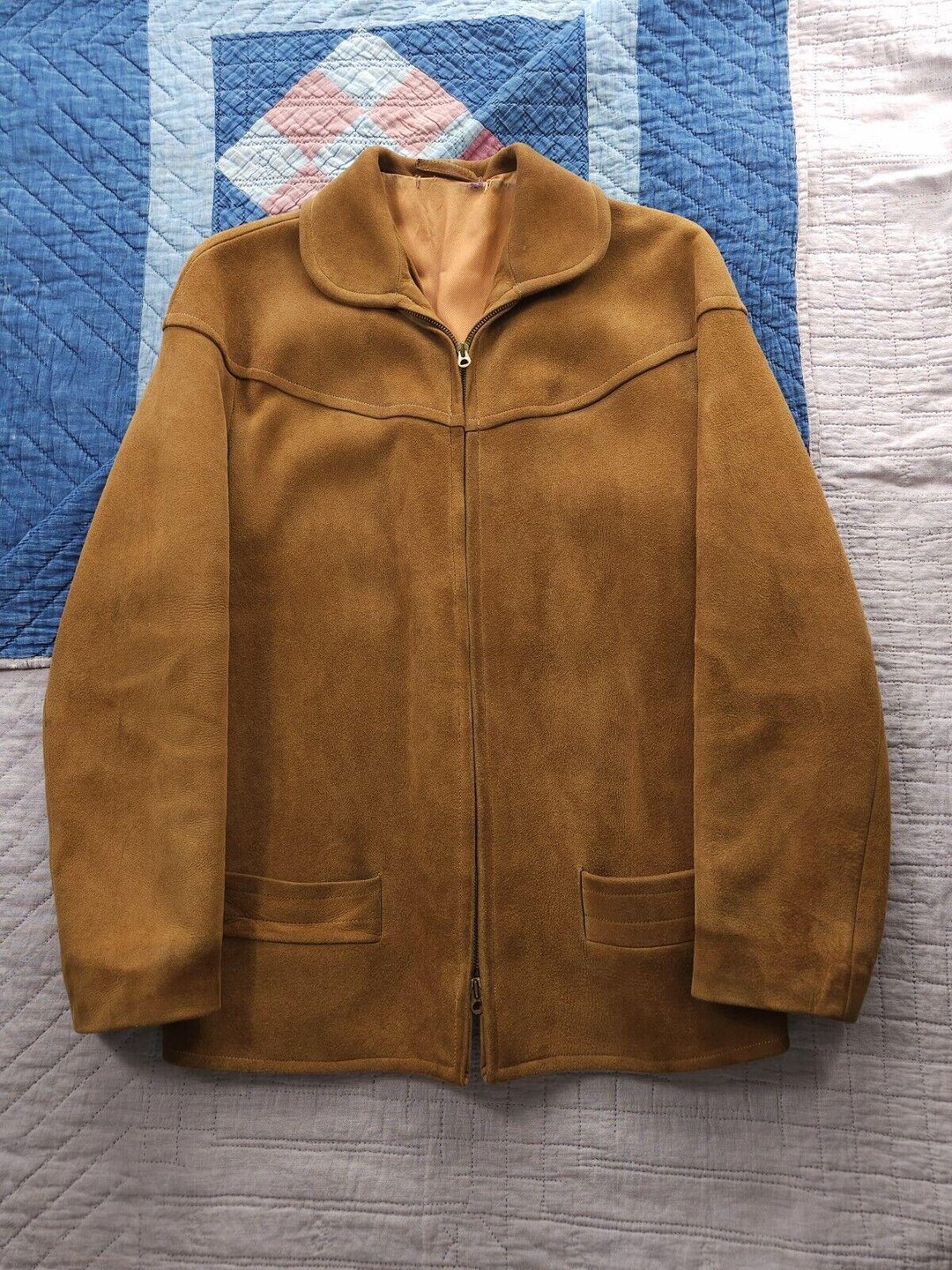 Vintage 1950s European Tan Suede Full-zip Jacket Zipp Women's L - Etsy