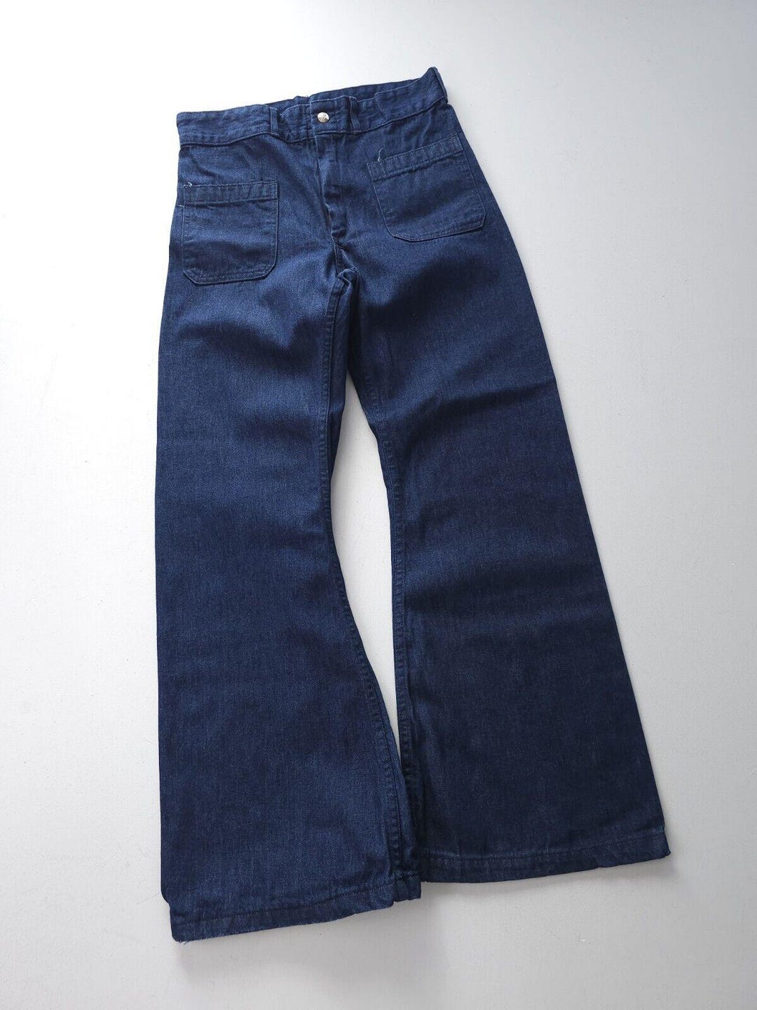 Vintage 1970s Seafarer US Navy Denim Dungarees Flares Bell Bottoms Dark ...
