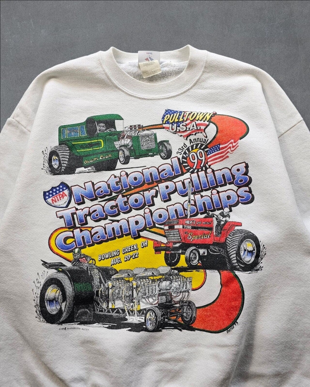 Vintage 90s National Tractor Pulling Championships White Crewneck ...