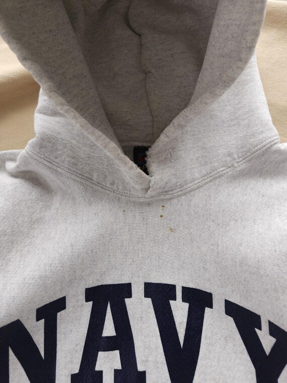 Vintage 90s USN Navy Grey Reverse Weave Hoodie Sweats… - Gem