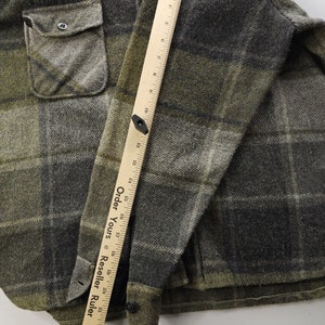 Vintage 1970s Kmart Wool CPO Shirt Heavyweight Flannel Plaid Grey Green ...