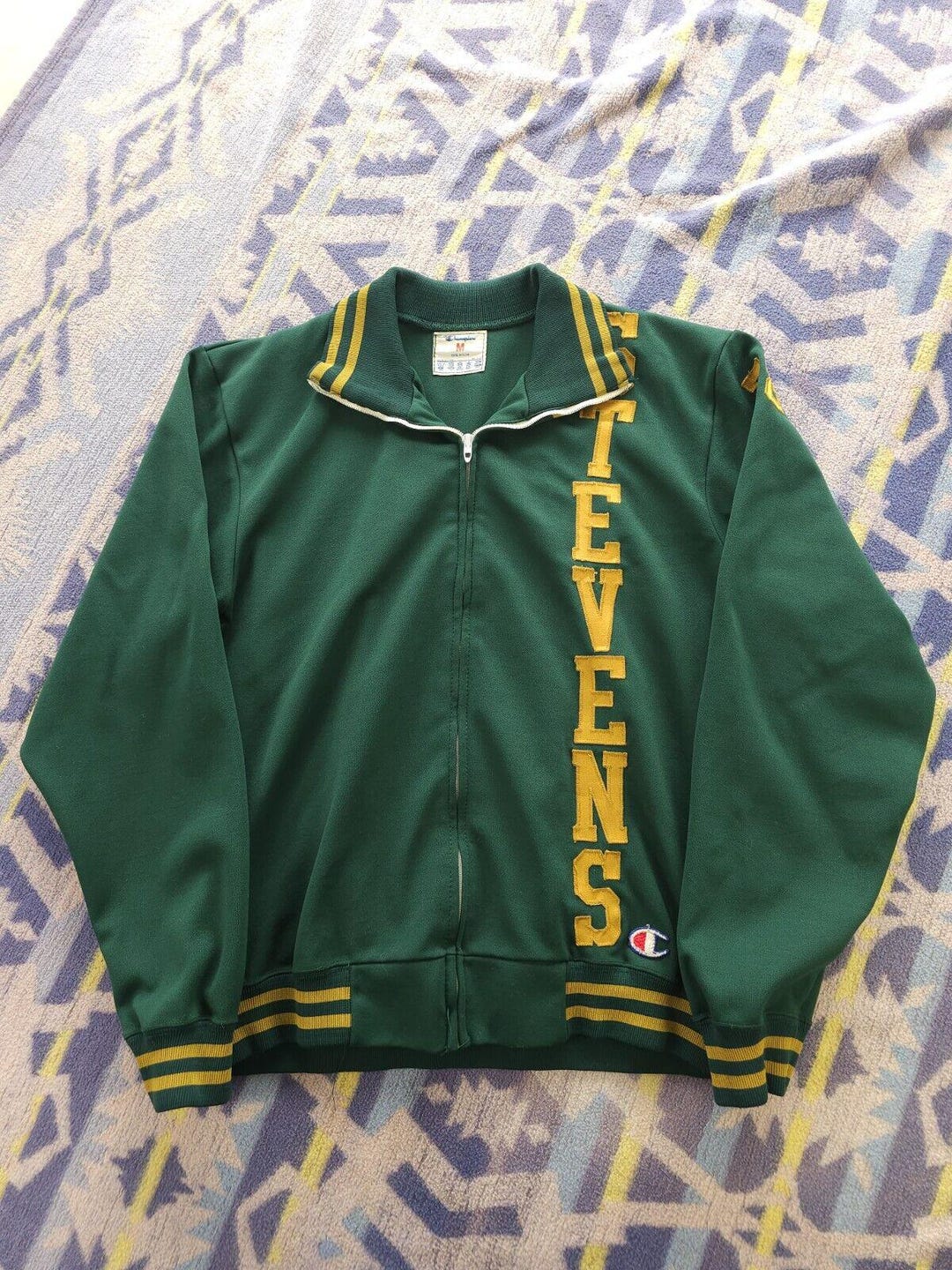 Vintage 1970s 80s Champion Green Nylon Track Jacket Warm-up Top Stevens ...