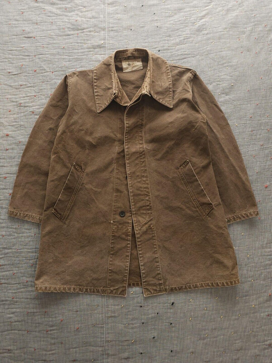 Vintage 1940s French SNCF Railway Work Jacket Brown Duck Canvas Faded M ...