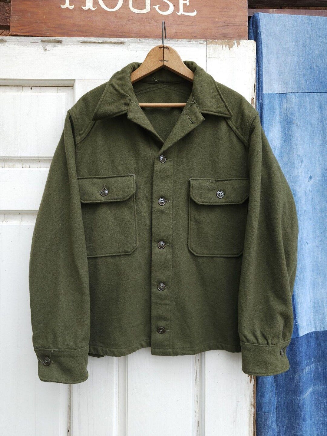 Vintage 1950s OG-108 US Army Wool Field Shirt Made in USA L Green - Etsy